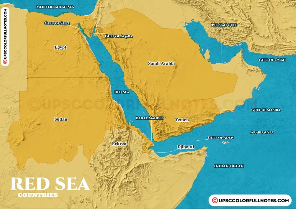 Detailed RED SEA Countries Map [2023] - UPSC Colorfull notes