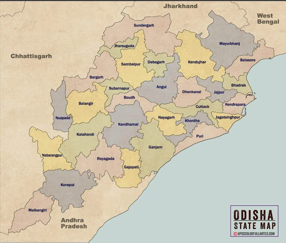 Download Odisha Map - 5 Ultra HD MAP - UPSC Colorfull notes