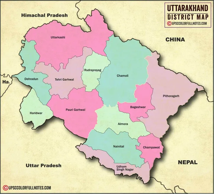 Uttarakhand Map Outline